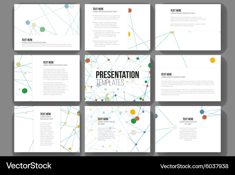 Set of 9 templates for presentation slides Vector Image