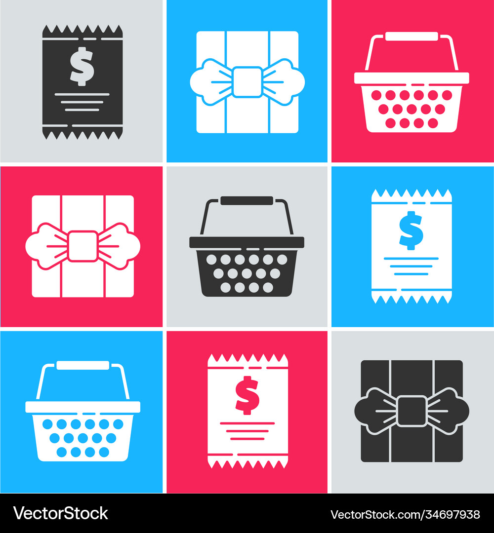Set paper check and financial check gift box Vector Image