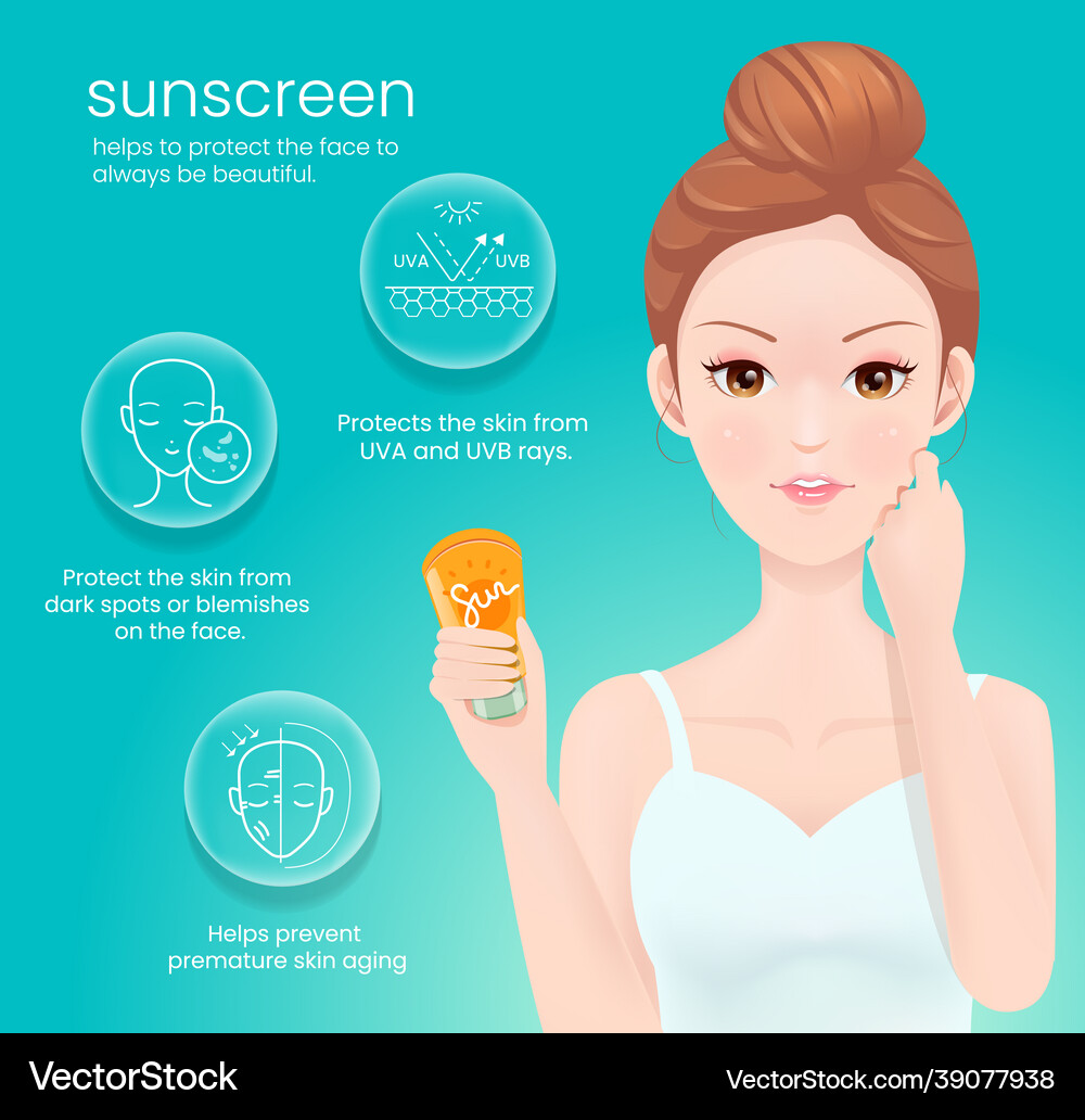 Sunscreen helps to protect the face to always Vector Image
