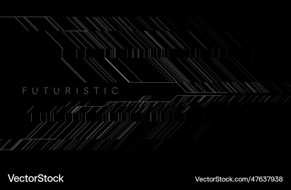 White minimal lines on black futuristic Royalty Free Vector