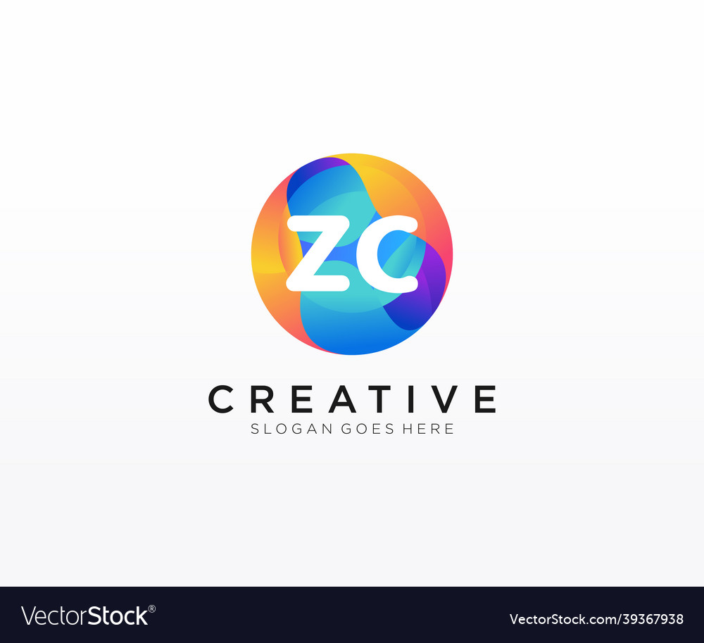 Zc initial logo with colorful circle template Vector Image