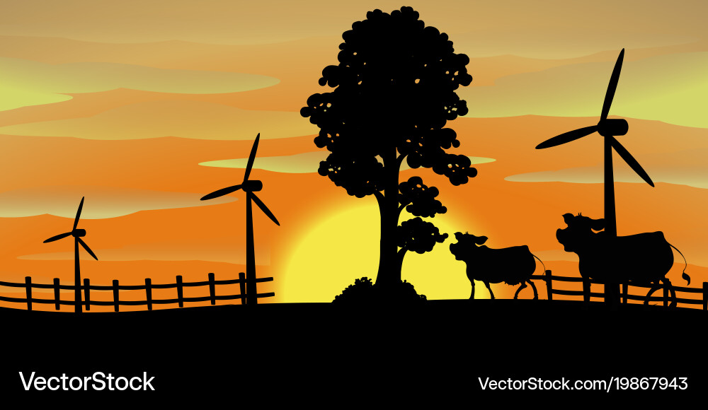 Background scene with cows on the farm Royalty Free Vector