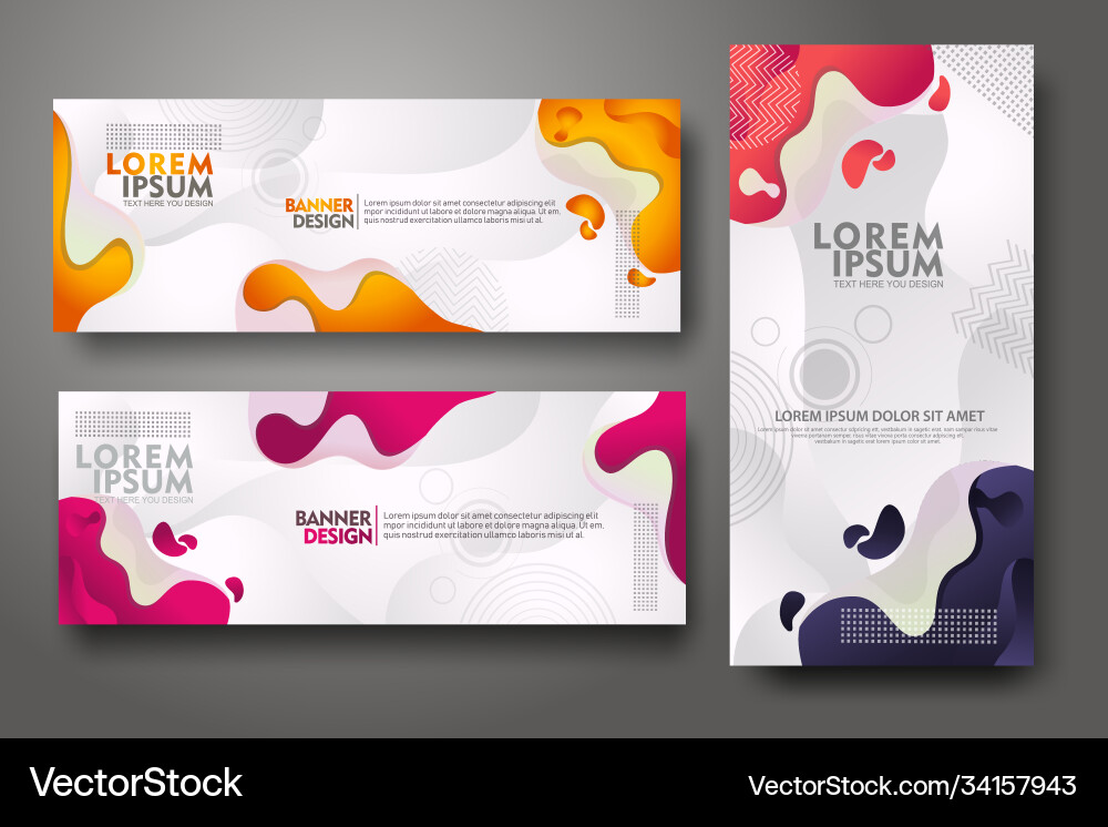 Banner set design template in trendy vibrant Vector Image
