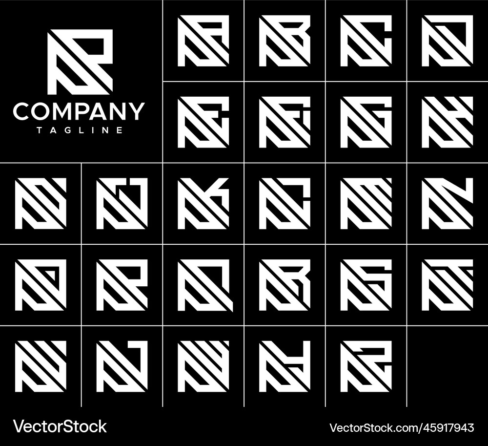 Bundle of abstract square p letter logo design Vector Image