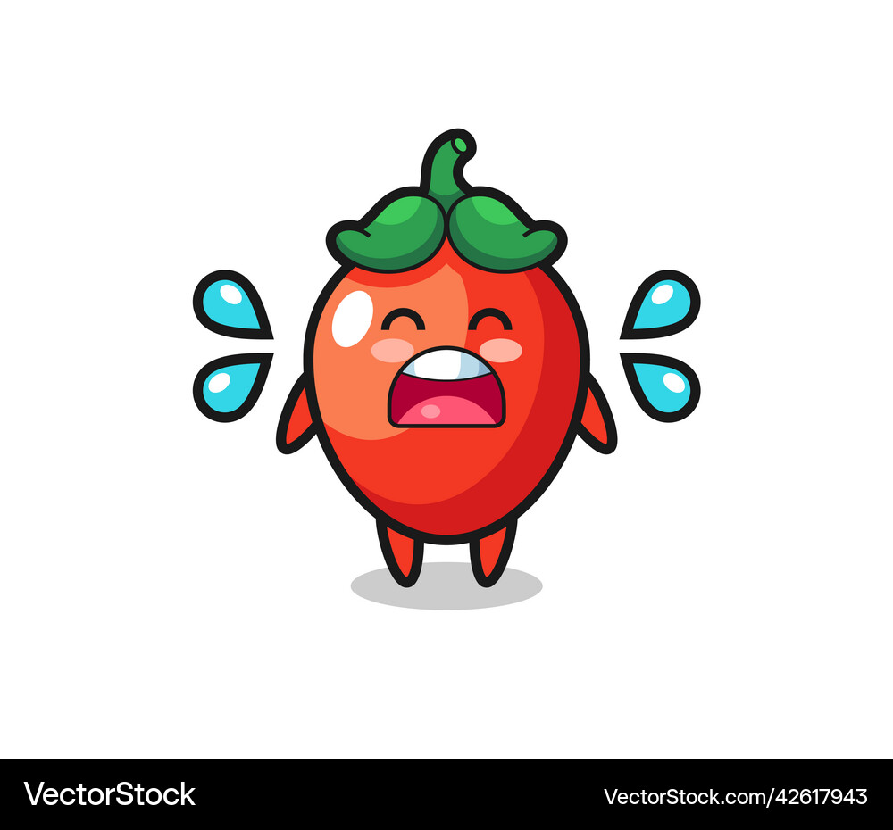 Chili pepper cartoon with crying gesture Vector Image