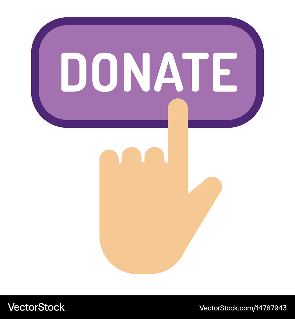 Donate Button with Hand Icon Royalty Free Vector Image