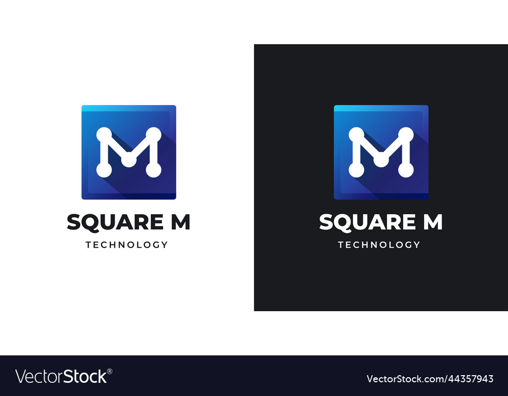 Letter m logo design template with square shape Vector Image