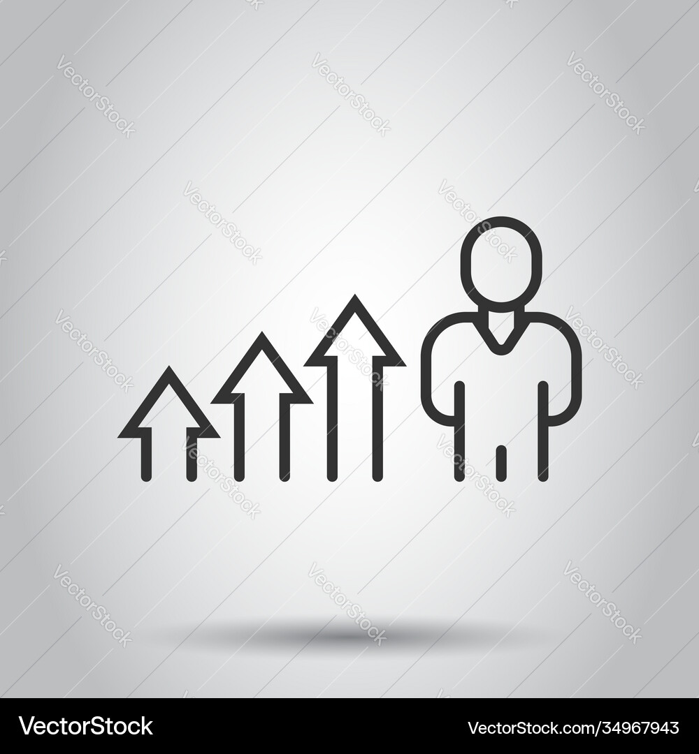 People with growth arrow icon in flat style work Vector Image