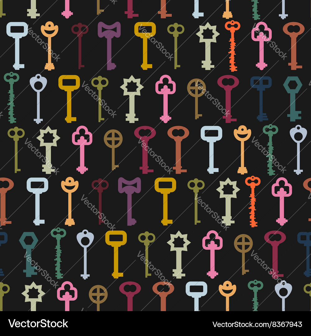 Retro key seamless background Old colorful key Vector Image