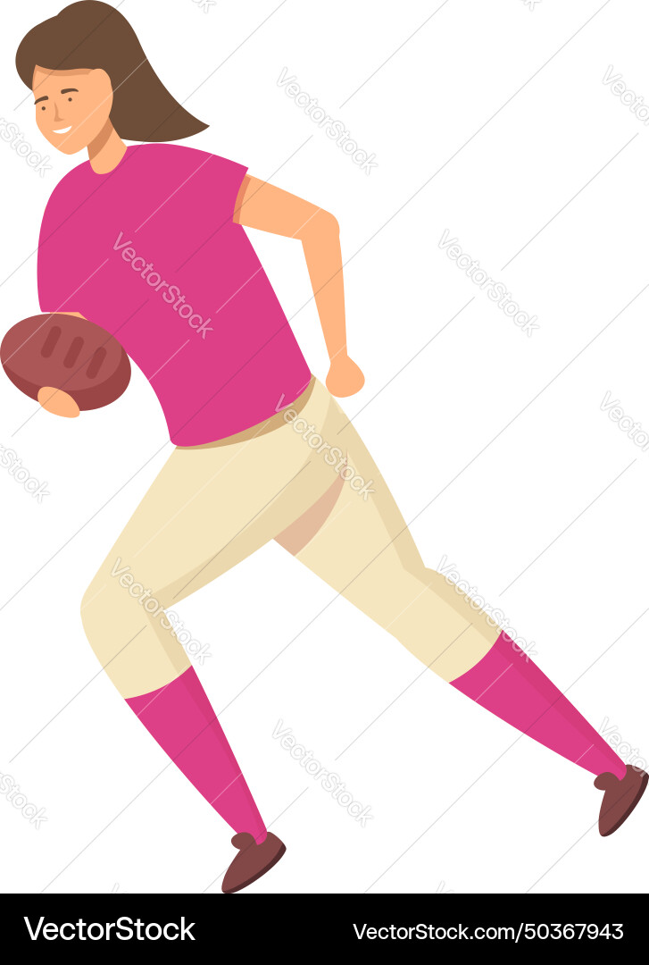 Rugby player run icon cartoon fast team Royalty Free Vector