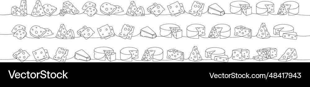 Set of cheese one line continuous drawing Vector Image