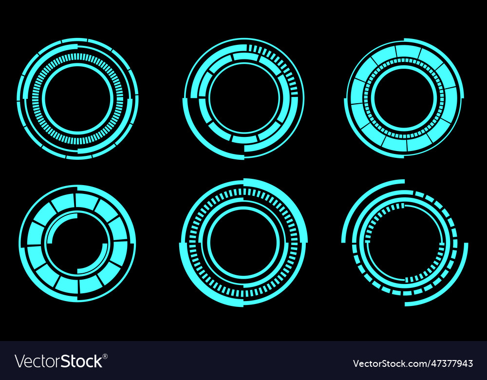 Set of sci fi circle user interface elements Vector Image