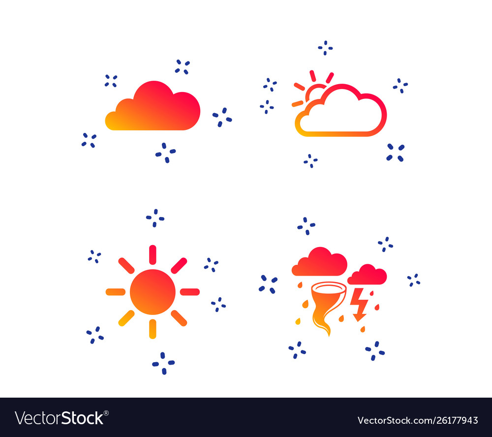 Weather icons cloud and sun storm symbol Vector Image