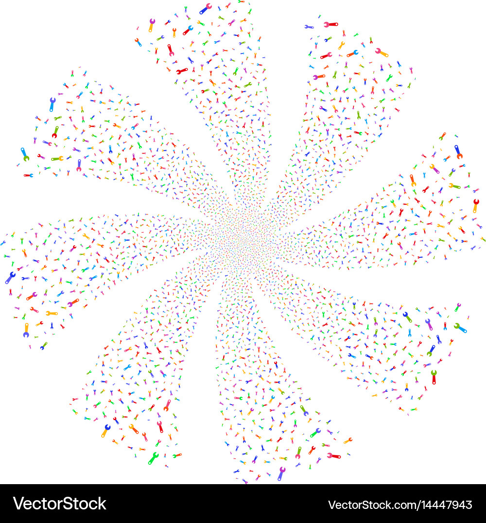 Wrench fireworks swirl flower Royalty Free Vector Image