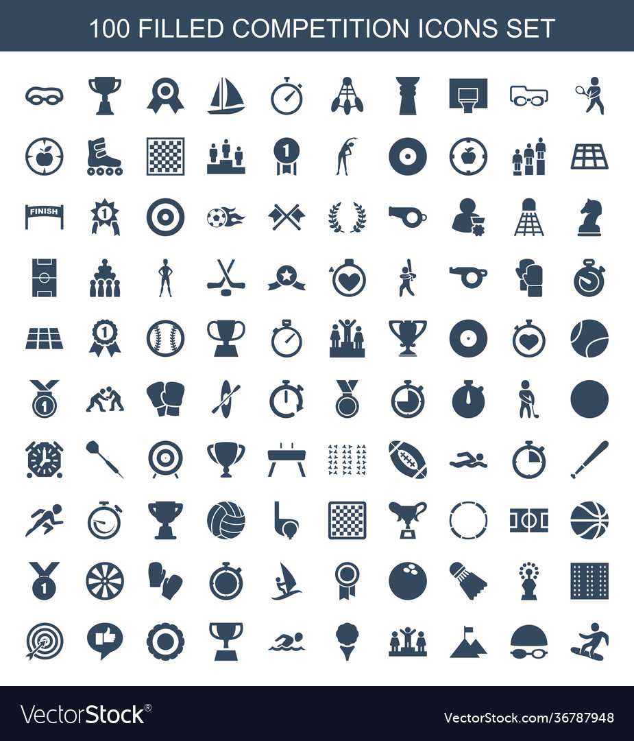 100 competition icons Royalty Free Vector Image