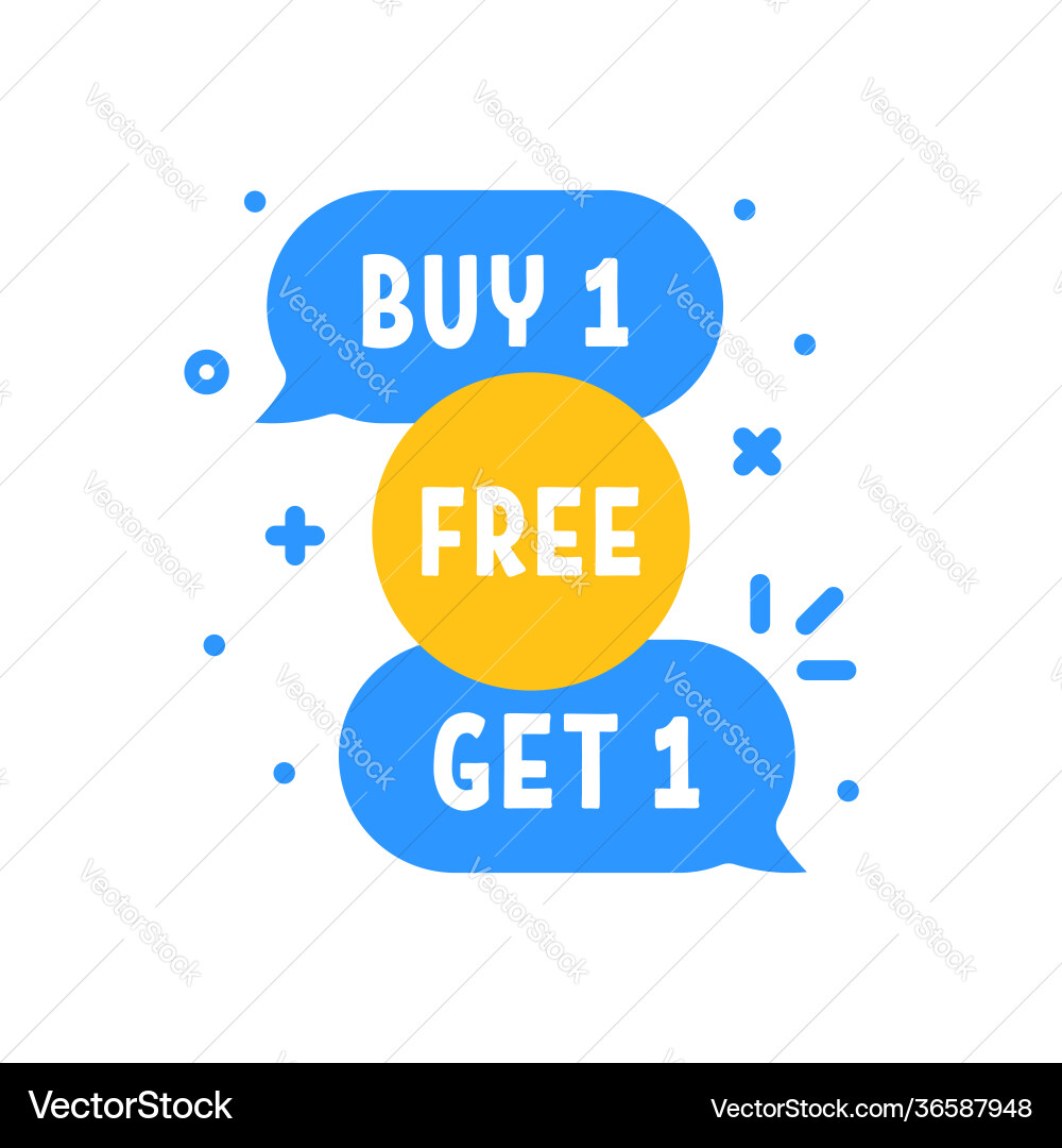 Buy 1 get one free promotion bubbles Royalty Free Vector