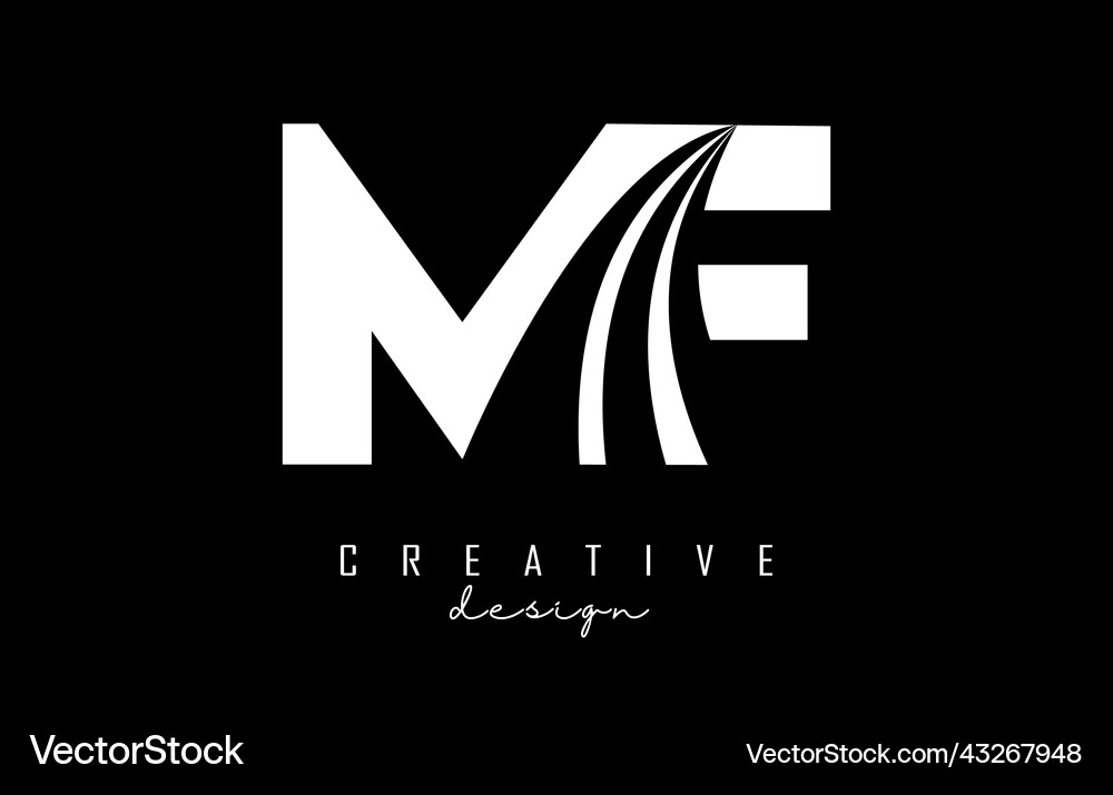 Creative white letters mf m f logo with leading Vector Image