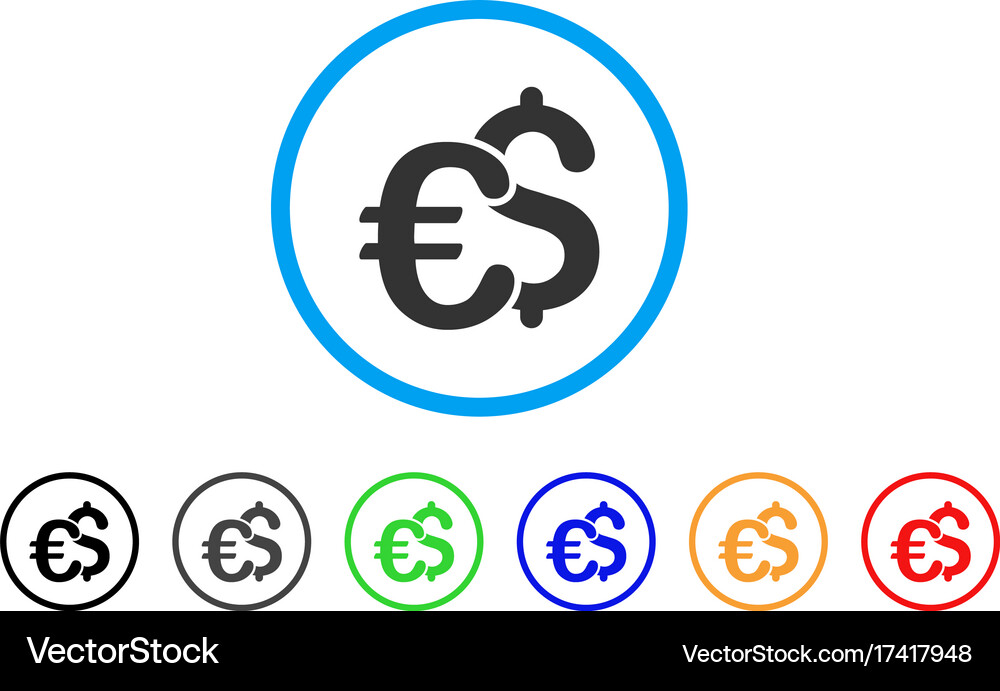 Euro and dollar symbols rounded icon Royalty Free Vector