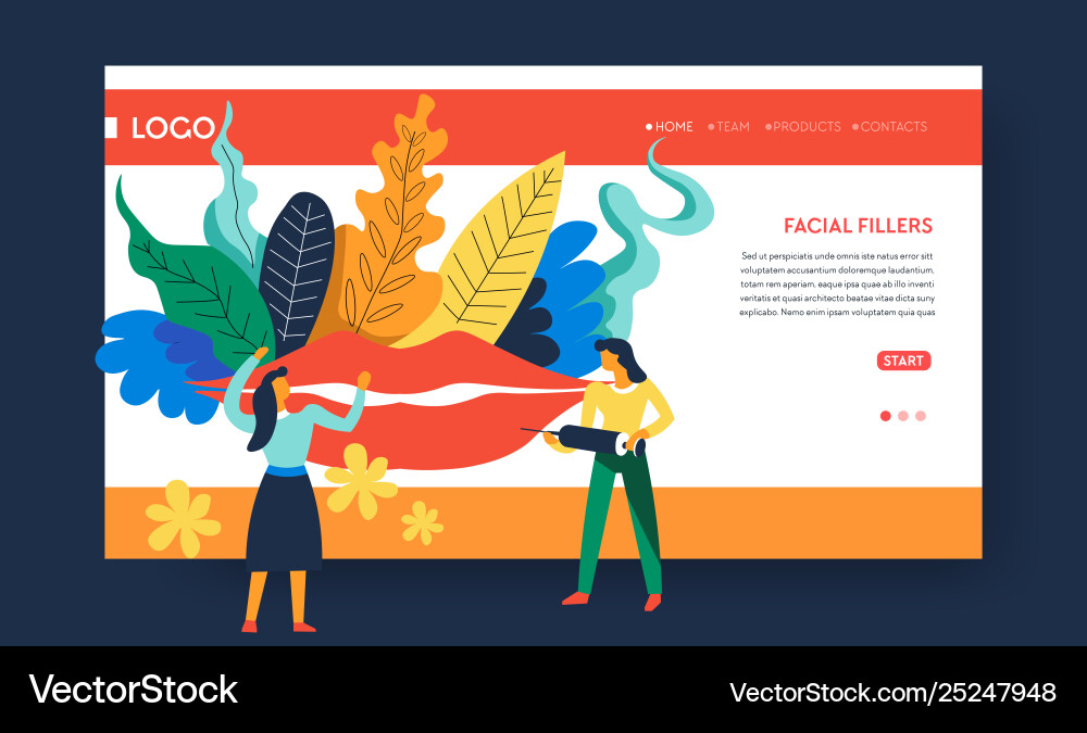 Facial fillers web page template beauty procedure Vector Image