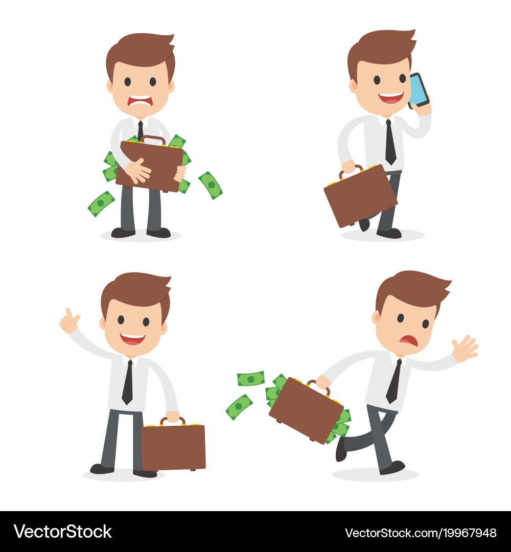 Funny cartoon businessman with briefcase Vector Image