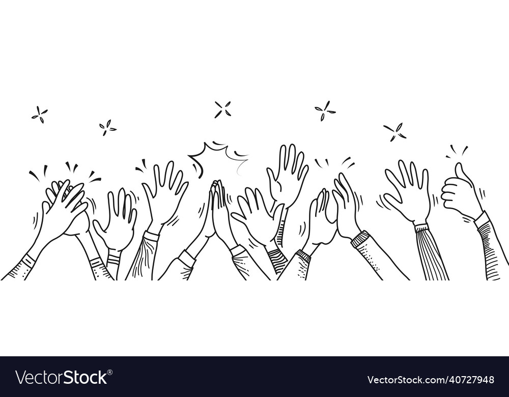 Hand drawn of hands clapping ovation applause Vector Image
