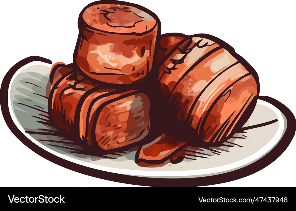 Homemade meat rolls on plate Royalty Free Vector Image