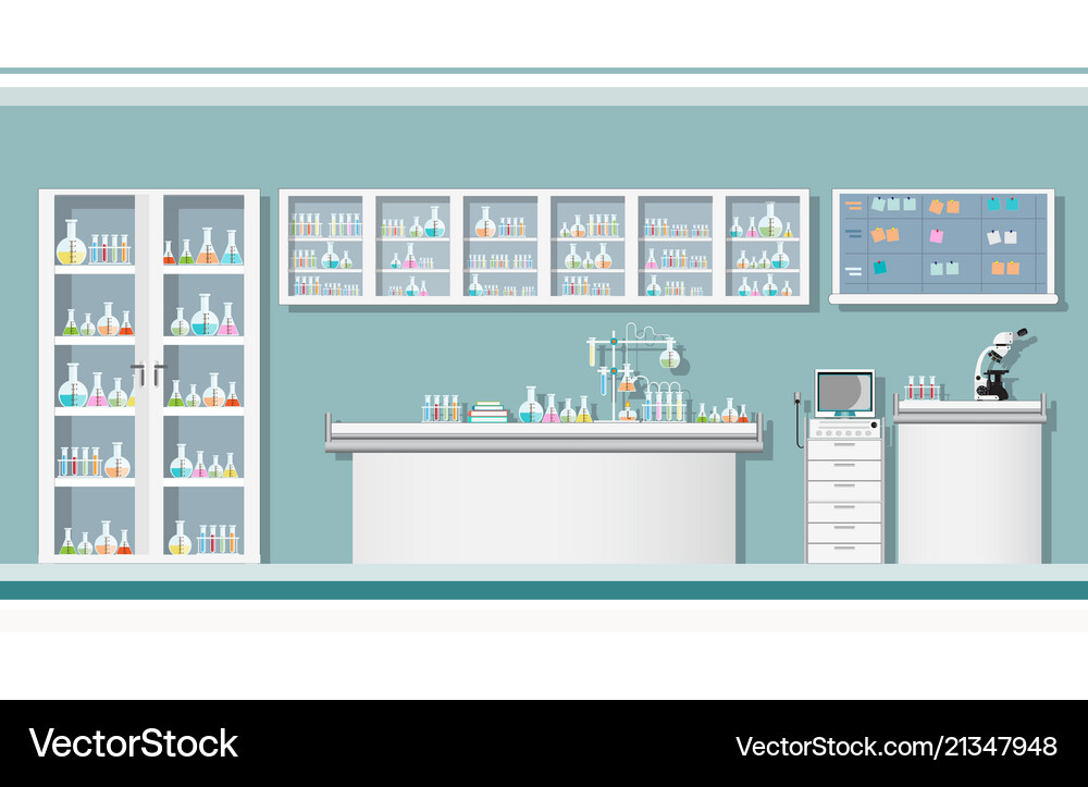 Interior of science laboratory or room Royalty Free Vector