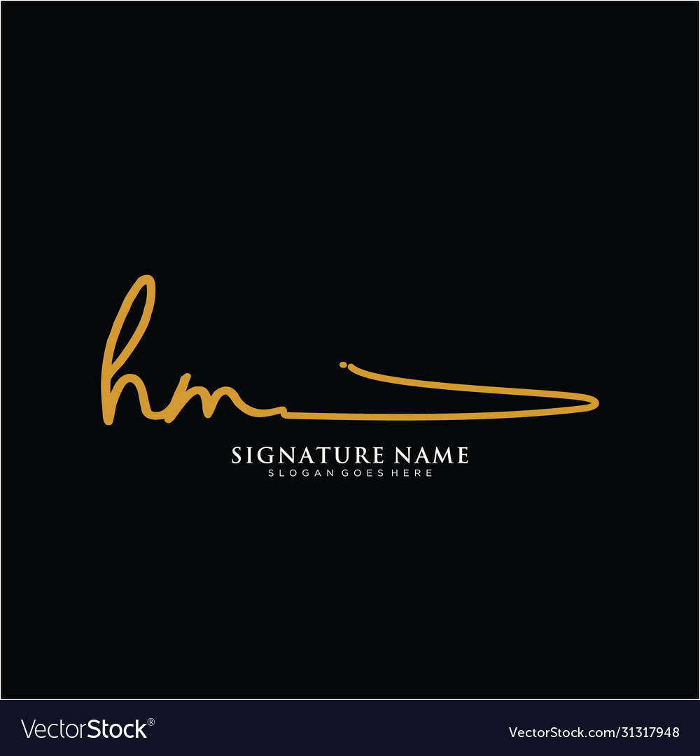 Letter hm signature logo template Royalty Free Vector Image