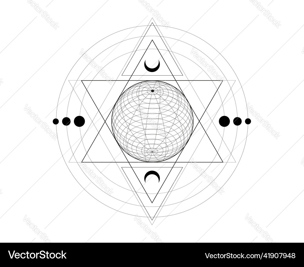 Mystical sacred geometry symbol magic sphere sign Vector Image