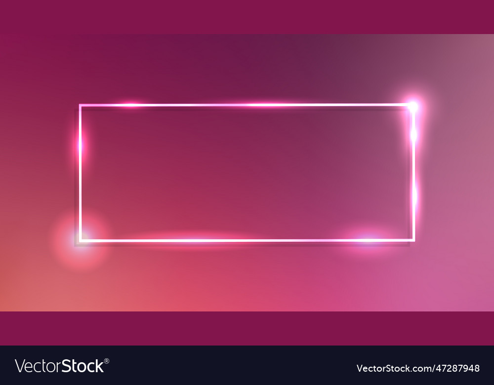 Neon rectangular frame with shining effects Vector Image