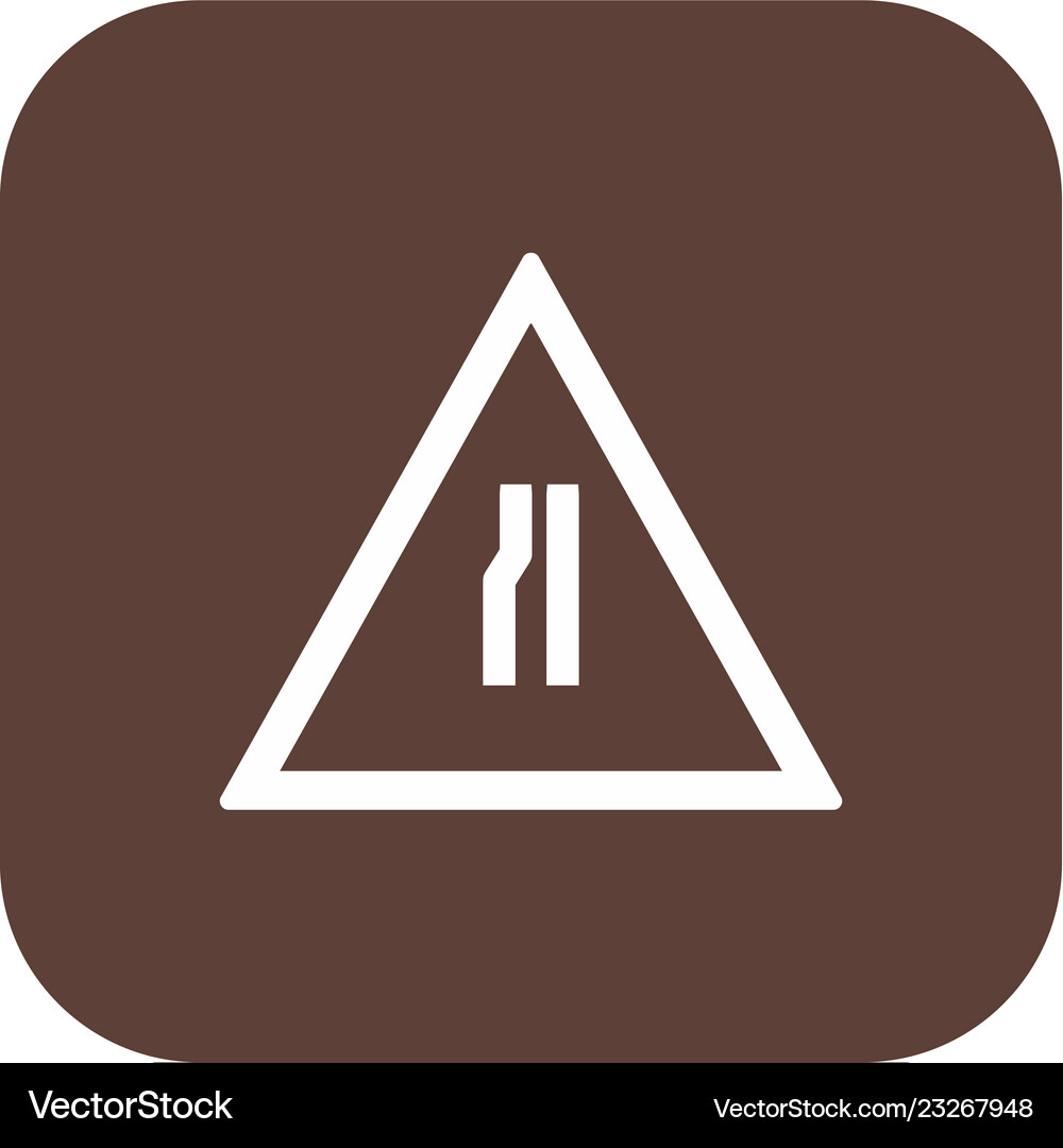 Road narrows on left sign icon Royalty Free Vector Image