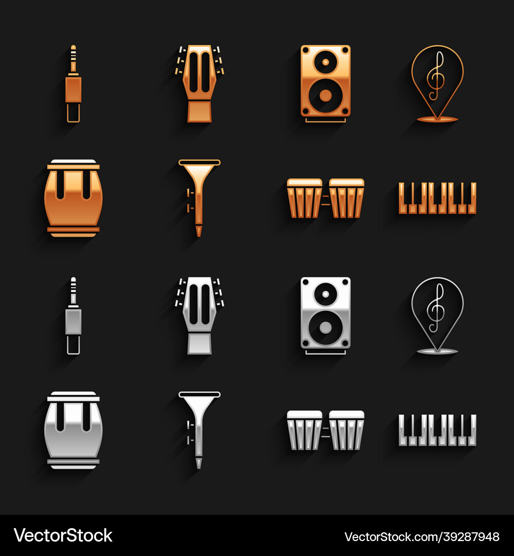 Set drum and drum sticks treble clef music Vector Image