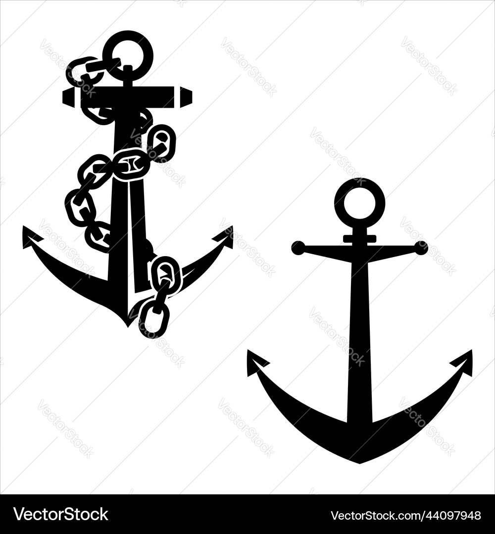 Set of anchor silhouettes Royalty Free Vector Image