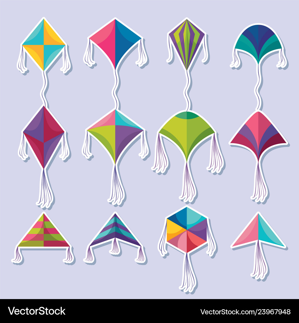 Set of kites flying icon Royalty Free Vector Image