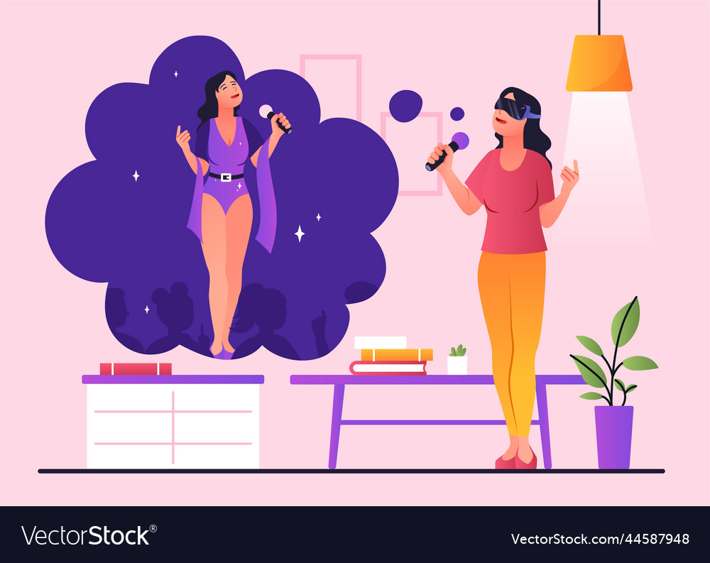 Virtual reality singing Royalty Free Vector Image