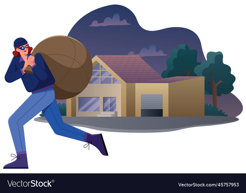 Burglar robbing house Royalty Free Vector Image Burglar robbing house Royalty Free Vector Image