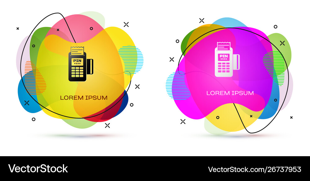 Color pos terminal with inserted credit card Vector Image
