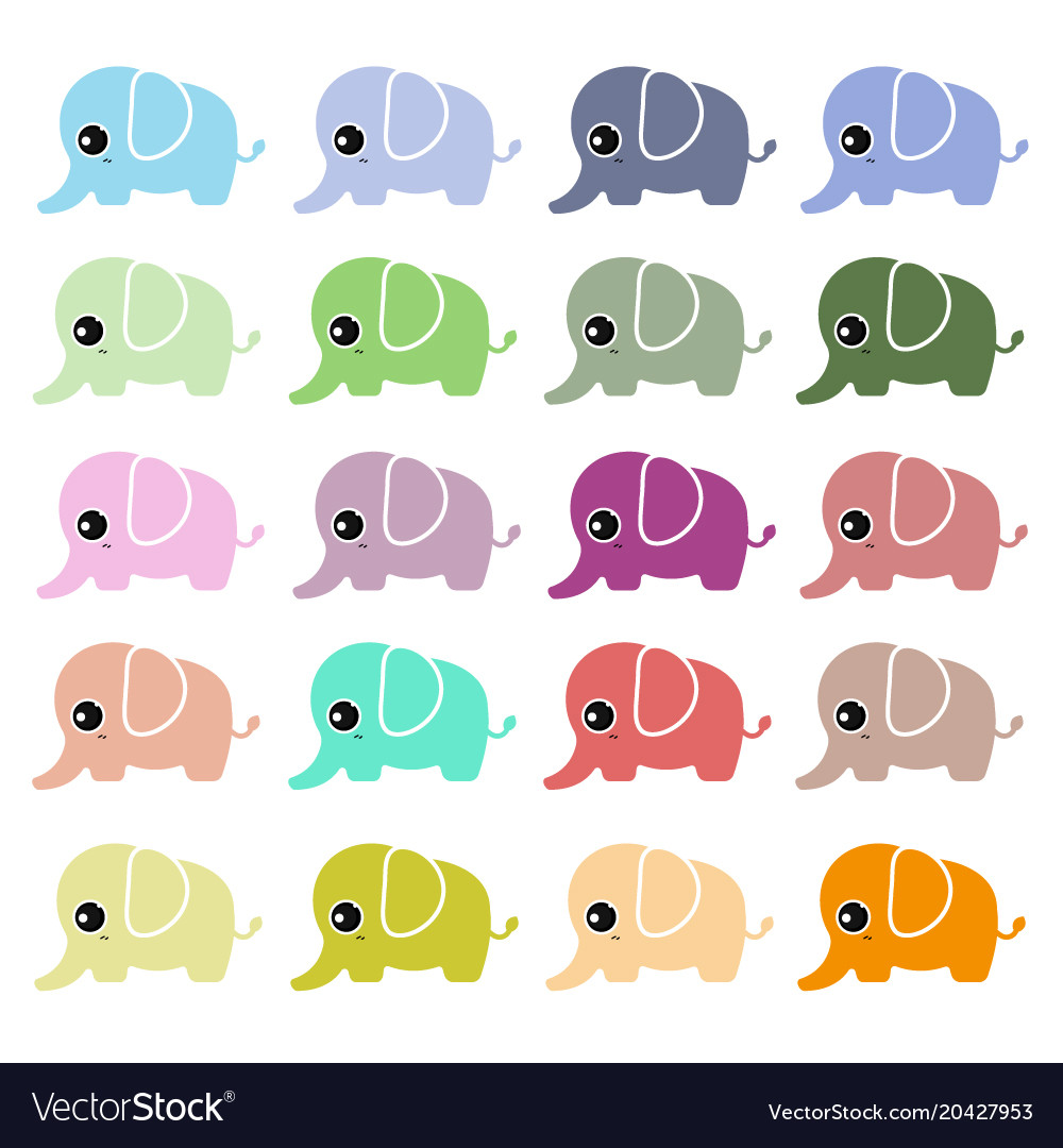 Cute elephant set Royalty Free Vector Image - VectorStock