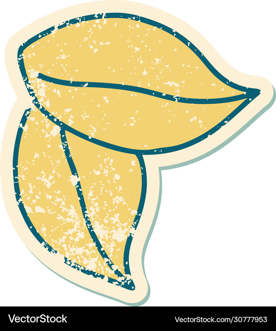 Distressed sticker tattoo style icon leaves Vector Image