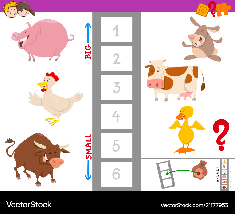 Game with large and small animal characters Vector Image