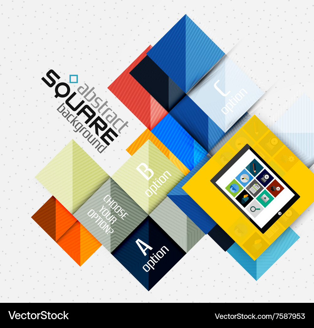 Geometric square shapes and infographic option Vector Image