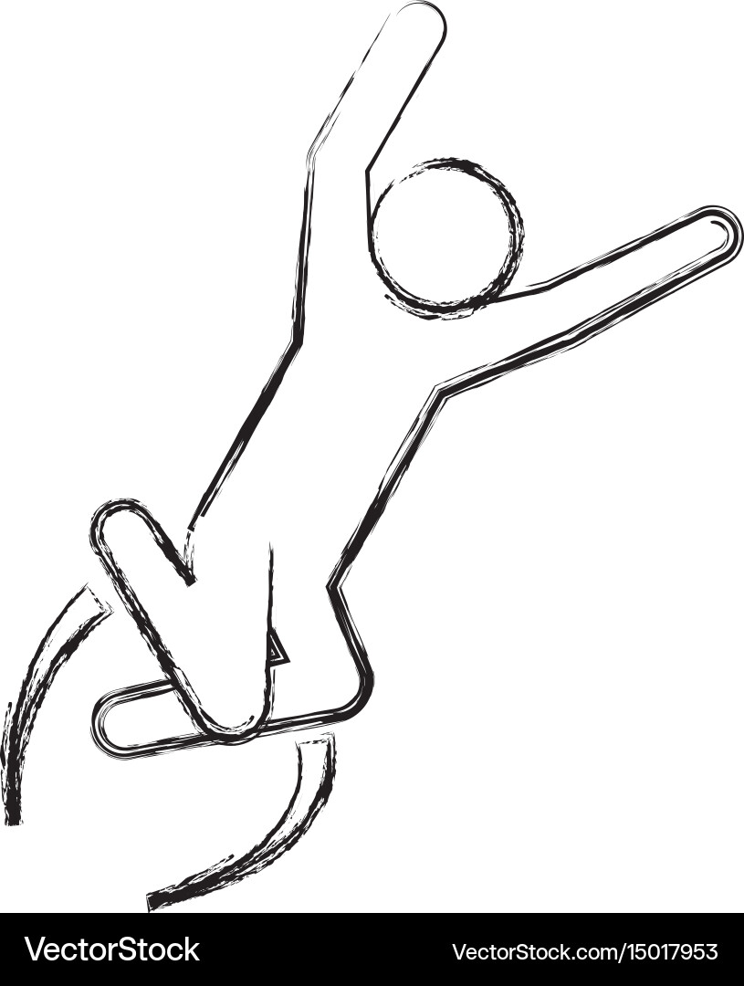 Line pictograph man jumping up concept Royalty Free Vector