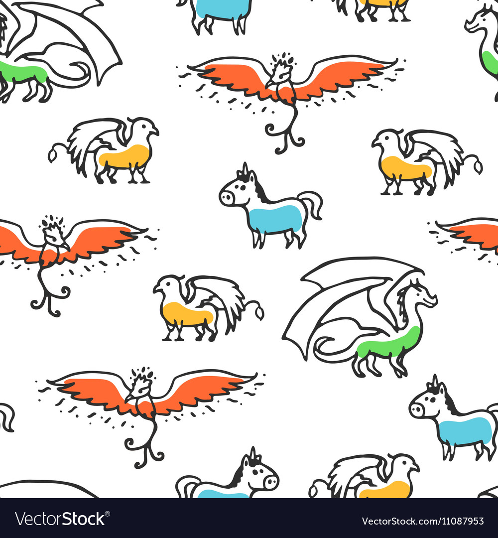 Mythical Beast Pattern Royalty Free Vector Image