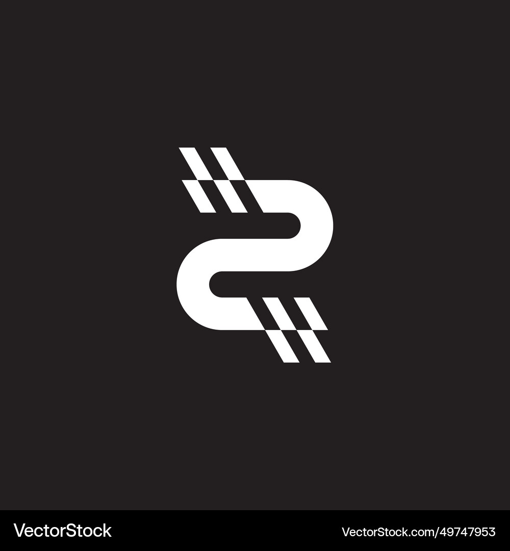 Number 2 stripes race flag road logo Royalty Free Vector