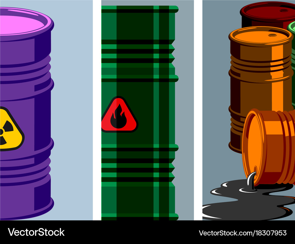 Oil drums container fuel cask storage rows steel Vector Image