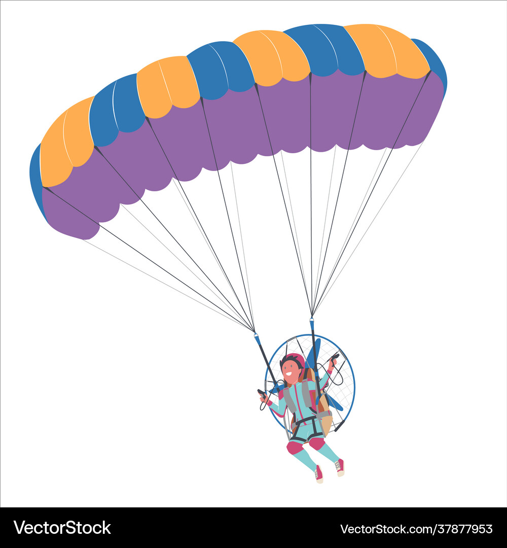Paraglide pilot man on sky paragliding Royalty Free Vector