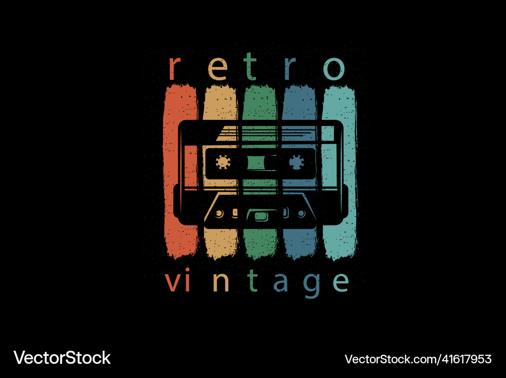 Retro vintage silhouette design with cassette Vector Image