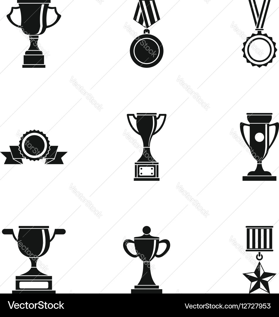 Rewarding icons set simple style Royalty Free Vector Image