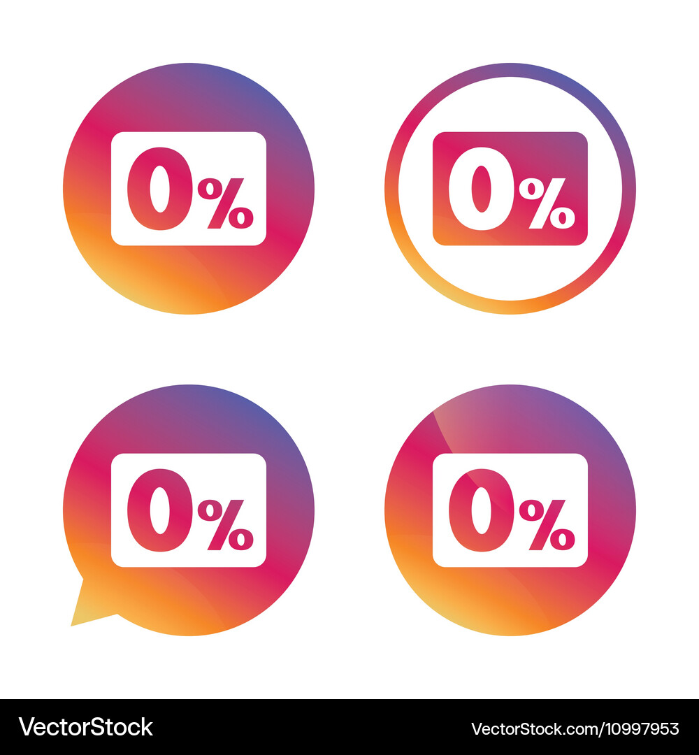 Zero percent sign icon credit symbol Royalty Free Vector