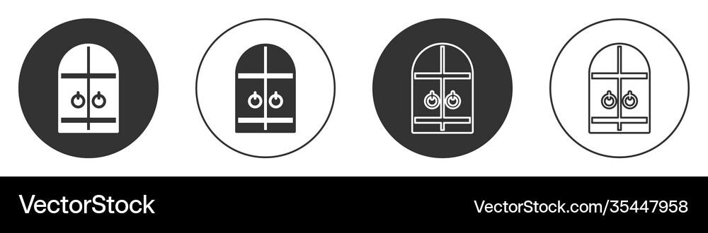 Black medieval castle gate icon isolated on white Vector Image